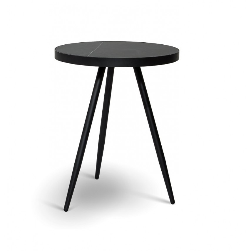 Florence End Table – Black Marble with Black Base